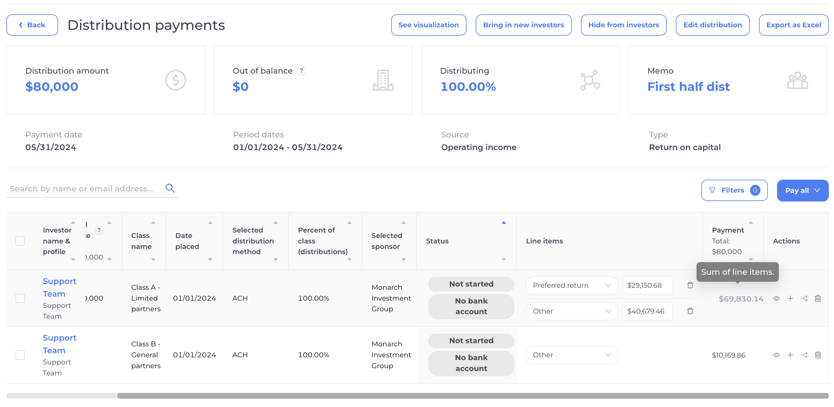 Distributions: Line items – Cash Flow Portal